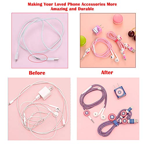 ZOSTLAND Stitch Set DIY Protectors Phone Ring Data Cable 5W/18W/20W USB Charger Line Earphone Wire Saver Protector Compatible with iPhone 5 6 7 8 Plus X 11 12 13 14 Max iWatch (Upgrade Styles, Stitch)