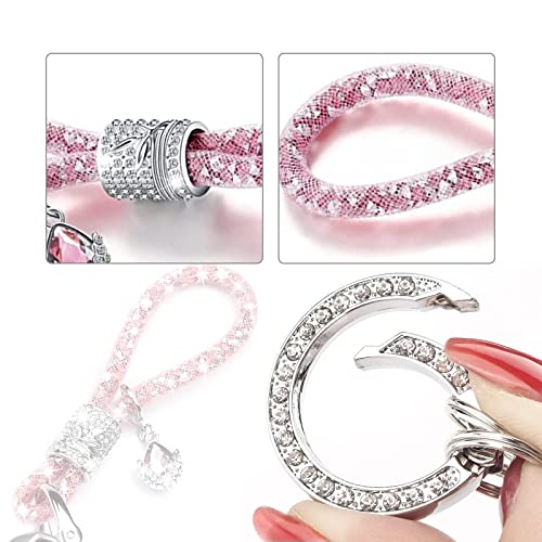 Jawmoy Pack-1 Bling Car Keychain, Rhinestones Keychain Accessories, Metal Crystal Key Chain Ring (Pink)