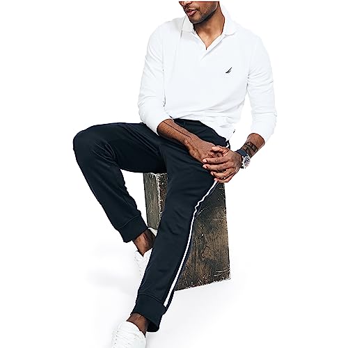 Nautica Men's Sustainably Crafted Classic Fit Long-Sleeve Deck Polo, Bright White