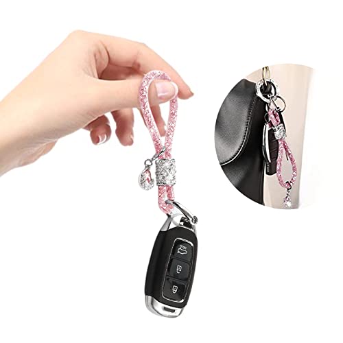 Jawmoy Pack-1 Bling Car Keychain, Rhinestones Keychain Accessories, Metal Crystal Key Chain Ring (Pink)