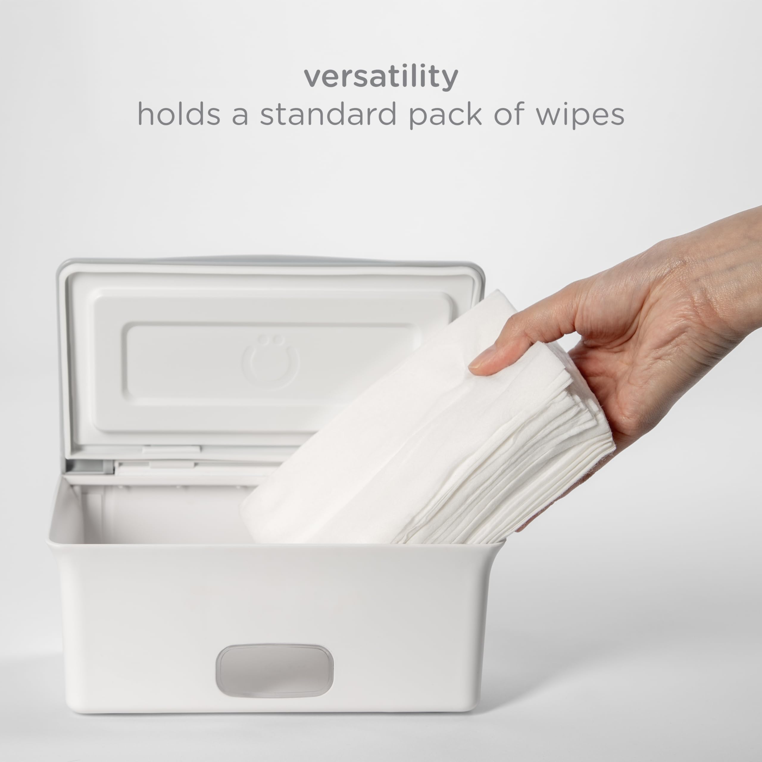 Ubbi Baby Wipes Dispenser with Weighted Plate and Secure Seal, Nursery and Baby Registry Essential to Keep Wipes Fresh, Gray