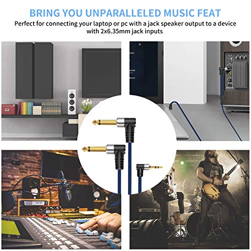GGMTY 1/8" TRS to Dual 1/4" TS Mono Stereo 6FT Y-Cable Splitter Cord Compatible for Smartphone, iPod,Sound Card,CD Players,Multimedia Speaker,PA Audio and Home Stereo System
