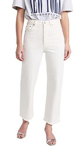 Levi's Women's Premium Ribcage Straight Ankle Jeans, Cloud Over-White, 25