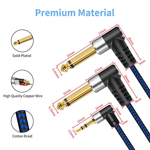 GGMTY 1/8" TRS to Dual 1/4" TS Mono Stereo 6FT Y-Cable Splitter Cord Compatible for Smartphone, iPod,Sound Card,CD Players,Multimedia Speaker,PA Audio and Home Stereo System