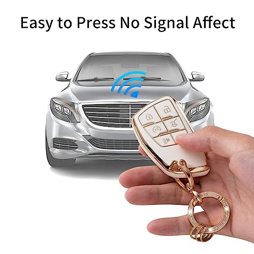 Gematay for Buick Chevy Key Fob Cover with Keychain, Key Shell Cover Holder Compatible Chevy Silverado Buick Envision GMC Sierra 1500 Smart Key Fob, Black