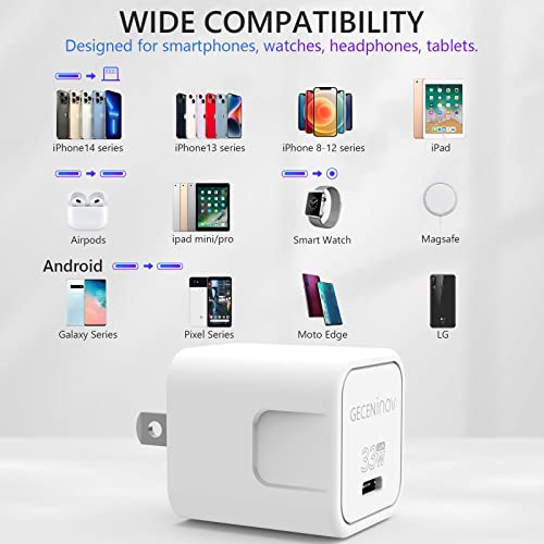 USB C Charger Block, GECENinov 33W GaN III Fast Charger with 3.3ft USB-C Cable, Mini Wall Charger for iPhone 14/13/12/11 Mini/Pro/Max, SE/XS/XR, iPad Pro/Air/10/9/8, S22/S21 Series, Pixel 6/5