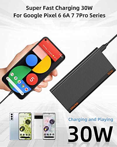 Slim Portable Charger 30W, imuto PPS Samsung Super Fast Charging 30W for Galaxy S22 S21 S20, Portable Charger Flip, Note 9 10 20, A23 53 5G, Portable Charger Pixel 6 7, 30W Power Bank for Samung Pixel