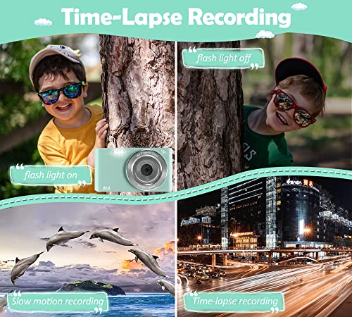 UIKICON Digital Camera, FHD 1080P Kids Camera Video Camera with 32GB SD Card 16X Digital Zoom, Compact Point and Shoot Camera Portable Small Camera for Teens Students Boys Girls - Green