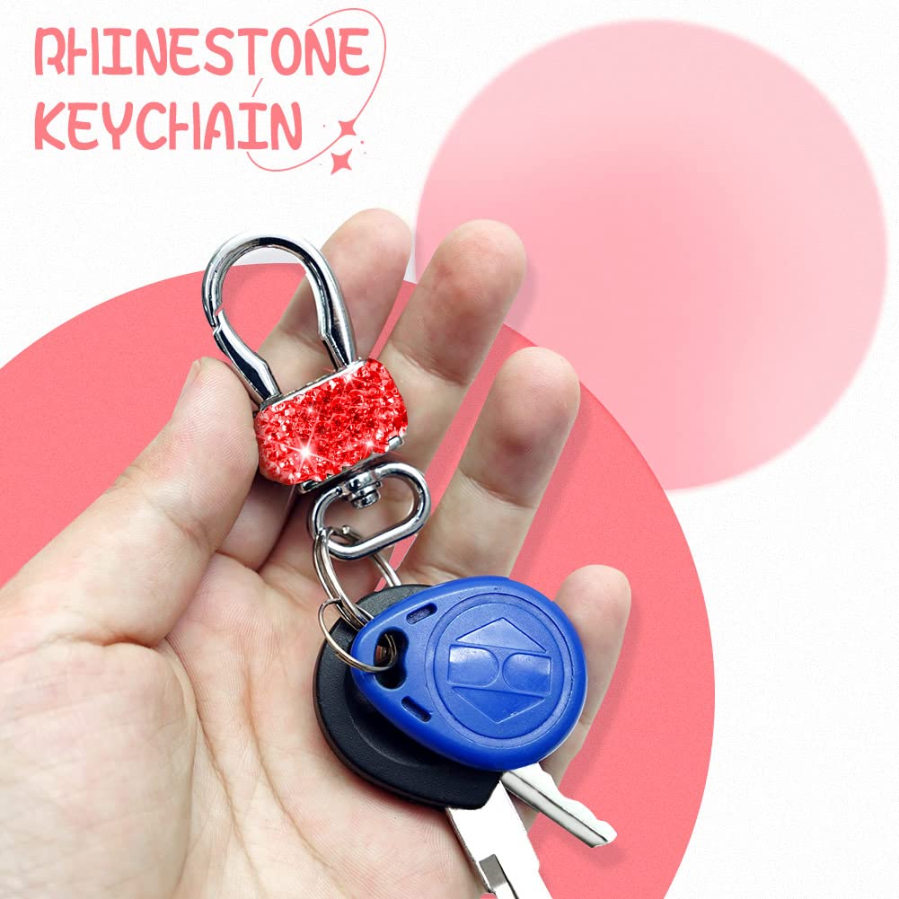 eing Car Key Case Leather Auto Smart Keychain Holder Metal Hook and Keyring Zipper Bag for Remote Key Fob, Bling Crystal Key Ring with Pouch Bag,Handbag Charms Purse Keychain for Women - (5Pack,Red)