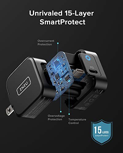 USB C Charger, INIU 20W PD3.0 Fast Charging Wall Charger with Foldable Plug, Universal USB Type C Power Adapter Block Compatible with iPhone 13 12 11 Pro XS X 8 Samsung S20 iPad Pro AirPods Google etc