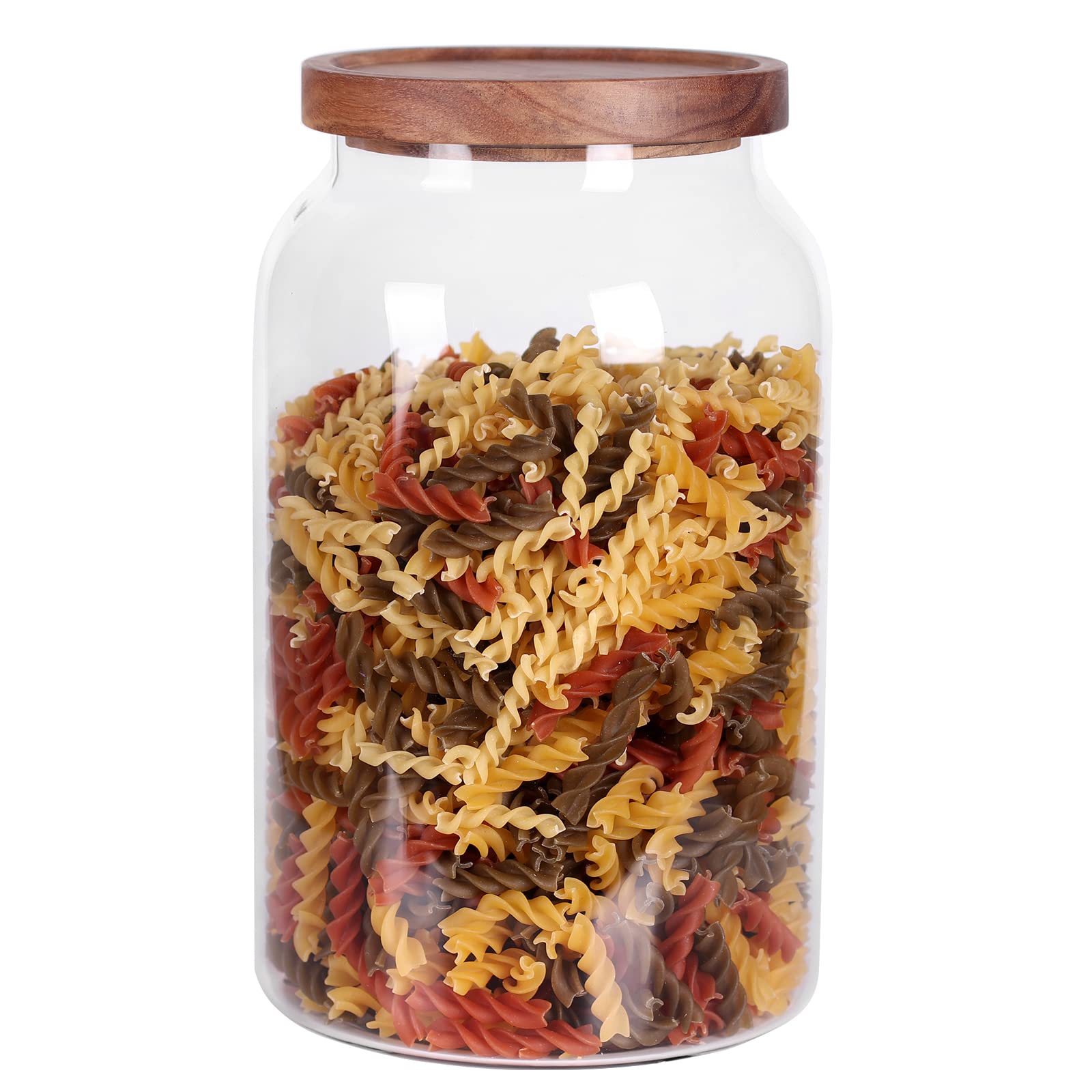 LEAVES AND TREES Y Large Glass Jar with Lid, 1 Gallon Large glass Storage Containers with Wooden Lid for Laundry Room, Big Glass Canisters with Airtight Lid Suit for Rice Container Jar, Cookie Jar