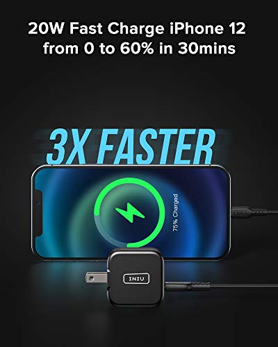 USB C Charger, INIU 20W PD3.0 Fast Charging Wall Charger with Foldable Plug, Universal USB Type C Power Adapter Block Compatible with iPhone 13 12 11 Pro XS X 8 Samsung S20 iPad Pro AirPods Google etc