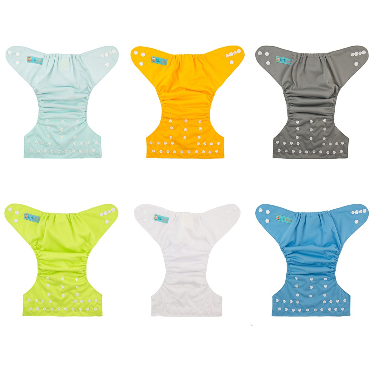 ALVABABY Baby Cloth Diapers One Size Adjustable Washable Reusable for Baby Girls and Boys 6 Pack with 12 Inserts 6BM98