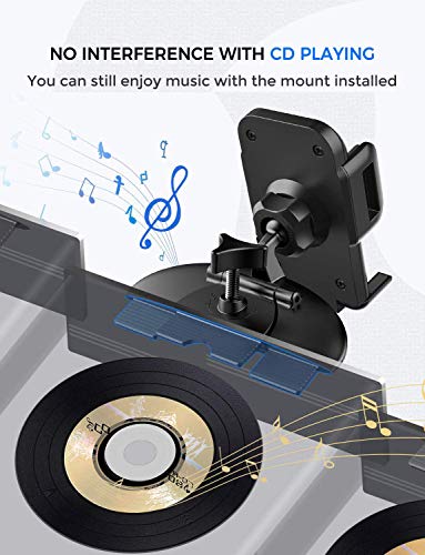 Pokanic Car Cell Phone CD Slot Mount Adjustable 360 Rotation Stand Holder Three-Side Grips Design One Touch Clamp Compatible with iPhone Galaxy Note Pixel Universal (CD Slot Mount)
