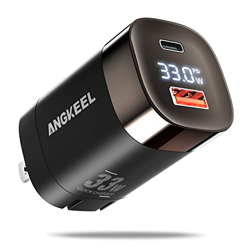 33W USB C Wall Charger GaN PD/QC 30W PPS Super Fast Charging Block with Watt Display& Foldable Plug Type-C Port Power Adapter for iPhone 14/13/12, Samsung S22/S21/S20, Pixel 7/6, iPad Pro/Air and More