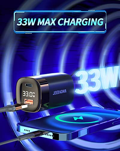 33W USB C Wall Charger GaN PD/QC 30W PPS Super Fast Charging Block with Watt Display& Foldable Plug Type-C Port Power Adapter for iPhone 14/13/12, Samsung S22/S21/S20, Pixel 7/6, iPad Pro/Air and More