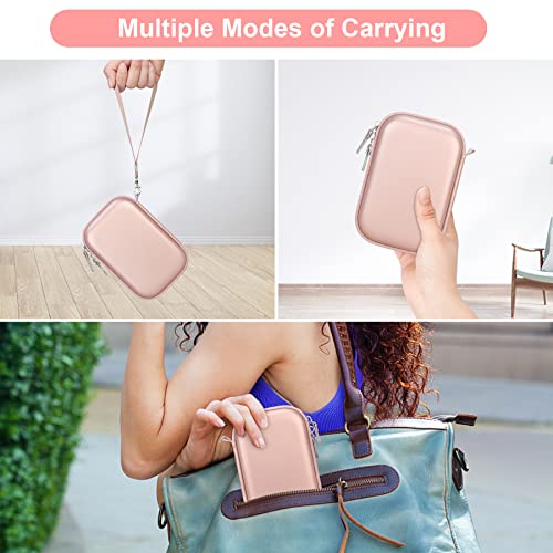 Canboc Hard Carrying Case for UCOMX Nano 3 in 1 Wireless Charger, Magnetic Foldable Charging Station, Mesh Pocket for Cable Storage or Other 3 in One Wireless Charger Accessories, Rose Gold(CASE ONLY)