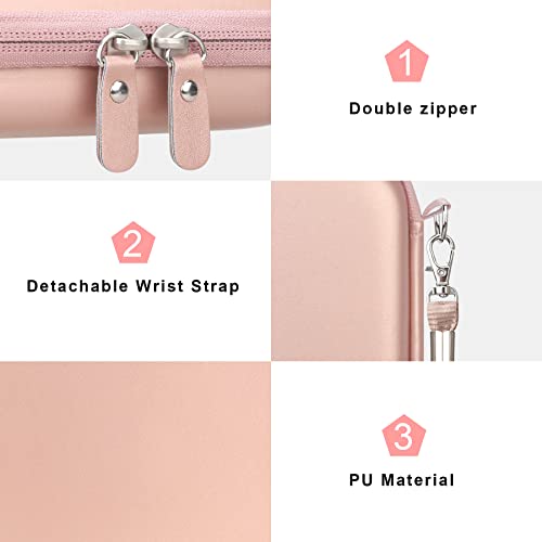 Canboc Hard Carrying Case for UCOMX Nano 3 in 1 Wireless Charger, Magnetic Foldable Charging Station, Mesh Pocket for Cable Storage or Other 3 in One Wireless Charger Accessories, Rose Gold(CASE ONLY)