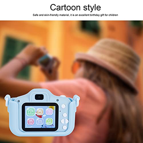 Zyyini Children's Camera Toys, 2.0inch IPS Screen Display Eye Protection Camera, 40MP Front Rear Dual Camera Cartoon Cat Photography Camera, One-Button Smart Focus, for Children Gifts(Blue)