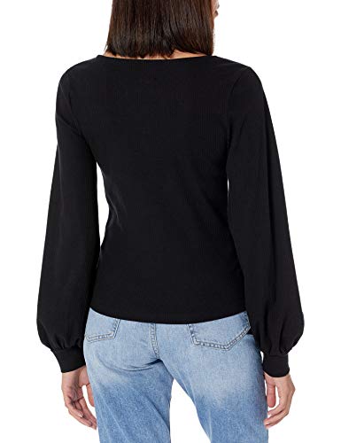 The Drop Women's @lucyswhims Square-Neck Balloon-Sleeve Top, Black, M