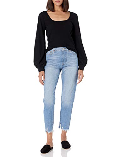 The Drop Women's @lucyswhims Square-Neck Balloon-Sleeve Top, Black, M