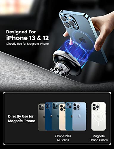 eSamcore for Magsafe Car Mount, Car Cell Phone Holder Retractable Car Magnetic Phone Mount for Dashboard/Vent/Windshield, Car Mount Magnet for iPhone 12/13/ 14 Pro Max and Magsafe Case