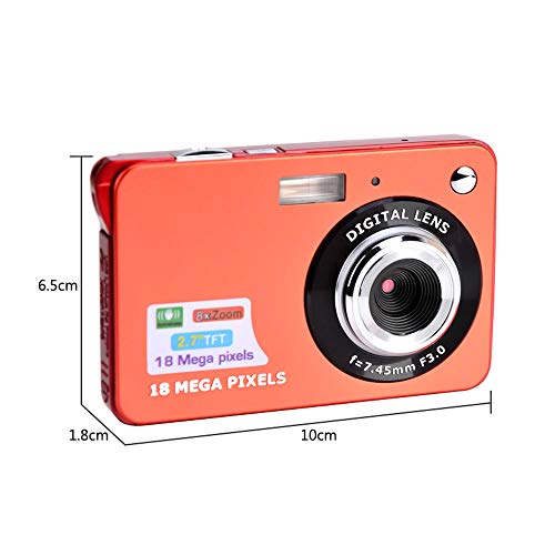Explopur Digital Camera Mini Pocket Camera 18MP 2.7 Inch LCD S n 8X Zoom Smile Capture Anti-Shake with Battery