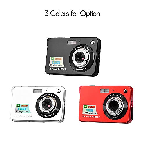 Explopur Digital Camera Mini Pocket Camera 18MP 2.7 Inch LCD S n 8X Zoom Smile Capture Anti-Shake with Battery