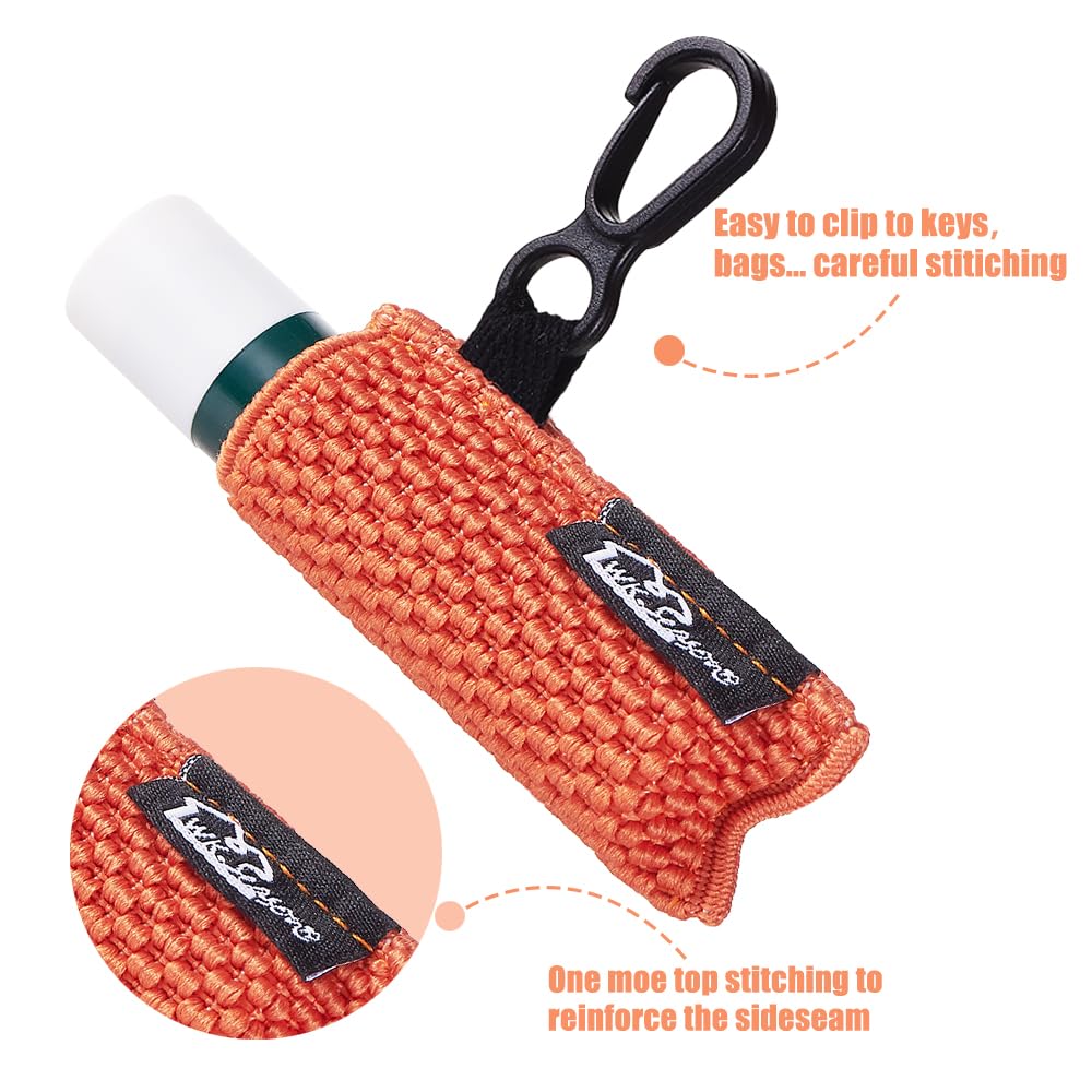 WKieason Lip Balm Sleeves Holder Keychain 3pcs Clip on Chapstick Keychain Holder Pouch Tight-Knit Elastic Lipstick Key Chain Holder (Orange/Purple/Beige)