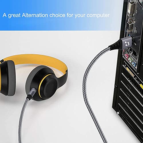 6 FT USB to 3.5mm Audio Jack Adapter，USB 2.0 to 3.5mm AUX Stereo Audio Cord，Compatibility with Laptop, Speaker, Support Windows，Not Applicable to Charging and MP3, Truck, TV USB Ports (6FT, Grey)