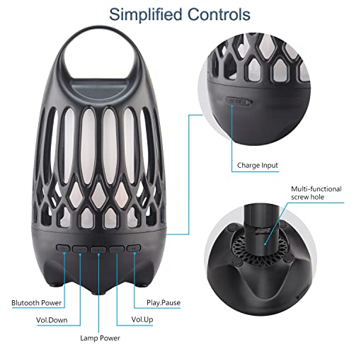 Viiwuu Portable Bluetooth Speakers with LED Flame Light - LED Table Lamp Speaker for Outdoor Atmosphere, Patio, Yard, Party Decor, Gift for Women and Men, Bluetooth 5.0 HD Audio Stereo Speaker