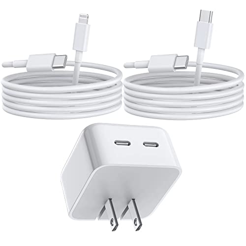 Apple USB C Charger, 40W Dual USB C Fast Wall Charger [MFi Certified] Super Quick Double Port iPhone Charger USB C Foldable Plug with USB C to Lightning Cable and USB C to USB C Cable for iPhone, iPad