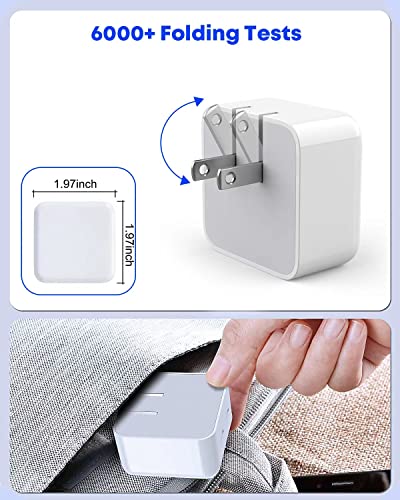 Apple USB C Charger, 40W Dual USB C Fast Wall Charger [MFi Certified] Super Quick Double Port iPhone Charger USB C Foldable Plug with USB C to Lightning Cable and USB C to USB C Cable for iPhone, iPad