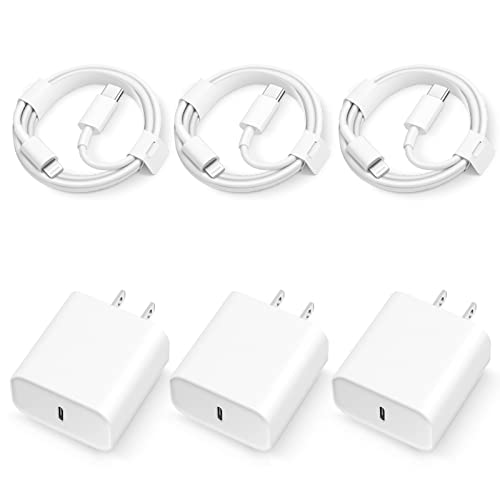 3 Pack iPhone Fast Charger cargador【Apple MFi Certified】 20W Rapid USB C Wall Charger with 6FT Fast Charging Cable Compatible with iPhone 11 12 13 14 Plus,Pro Max,Pro/Mini/XR/iPad