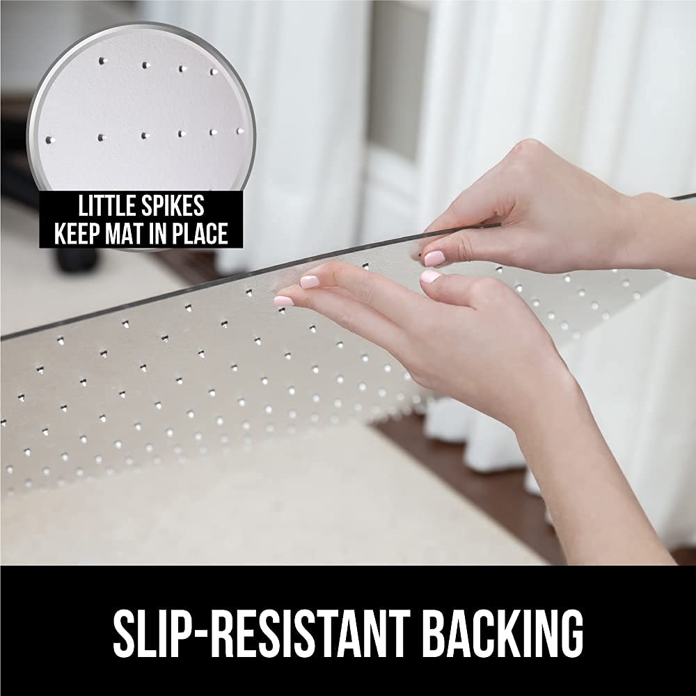 Gorilla Grip Desk Chair Mat, No Divots, Rolling Chairs Glide Easy, Heavy Duty Studded, Protects Carpeted Floor Under Desks, Transparent Mats for Office, Home and Gaming Floors, with Lip 48x36, Clear