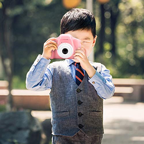 Kid Camera, Eye Friendly Comfortable Mini Camera DIY Photos Digital Camera Cartoon Photo Camera for Children Toy(Pink)
