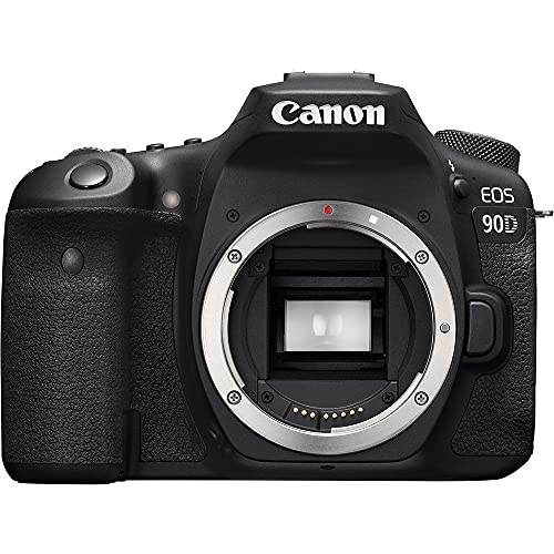 Canon EOS 90D DSLR Camera (Body Only) (3616C002) + 64GB Memory Card + Case + Corel Photo Software + 2 x LPE6 Battery + Charger + Card Reader + LED Light + Flex Tripod + More (Renewed)