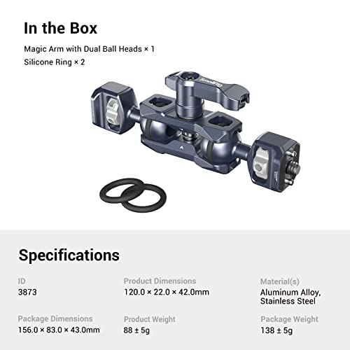 SmallRig Camera Magic Arm, Flexible Articulating Arm with 1/4β Screws, Field Monitor Mount with Dual Ballhead, Aluminum - 3873