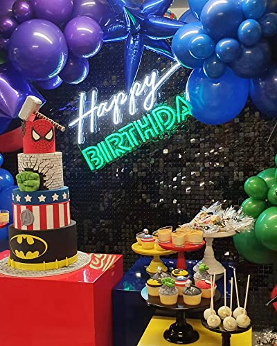 24 Panels Black Shimmer Wall Panels Backdrops, Square Sequins Backdrops with 3D Effect, Large Black Photo backdrops for Christmas, Birthday, Graduation, Wedding, Party Decoration and Home Decoration