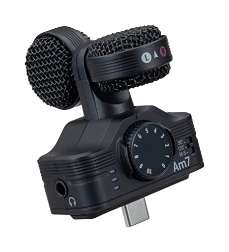 Zoom Am7 Stereo Microphone for Android, Mid-Side Stereo, Rotatable Capsule for Alignment with Camera, for Recording Audio for Music, Videos, Interviews, and More