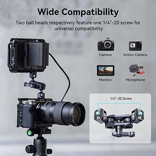 SmallRig Camera Magic Arm, Flexible Articulating Arm with 1/4β Screws, Field Monitor Mount with Dual Ballhead, Aluminum - 3873