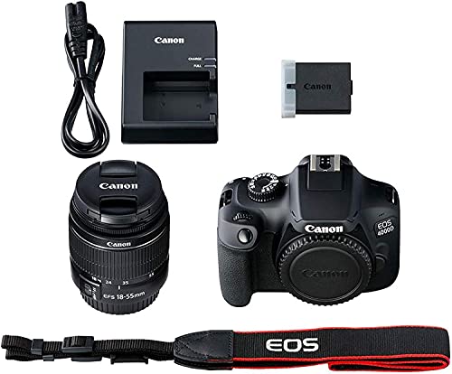 Canon Intl. Canon EOS 4000D DSLR Camera with Canon EF-S 18-55mm F/3.5-5.6 III Lens, ActionPro Bundle Includes 64 GB SanDisk Memory Card, Tripods, Flash, Bag, Filters and More (Large Kit)