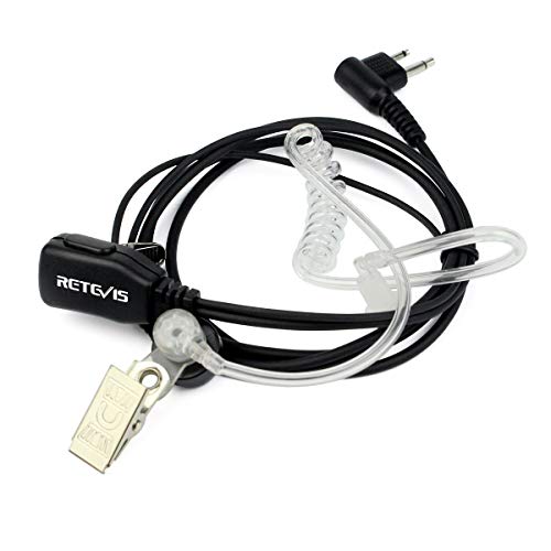 Retevis Two Way Radio Earpiece with Mic 2 Pin, Compatible with Motorola CP100D CP185 CP200 CP200D GP300 GP2000 Mag ONE BRP40 A8 HYT TC610 Two Way Radio, Acoustic Tube Walkie Talkie Earpiece(1 Pack)