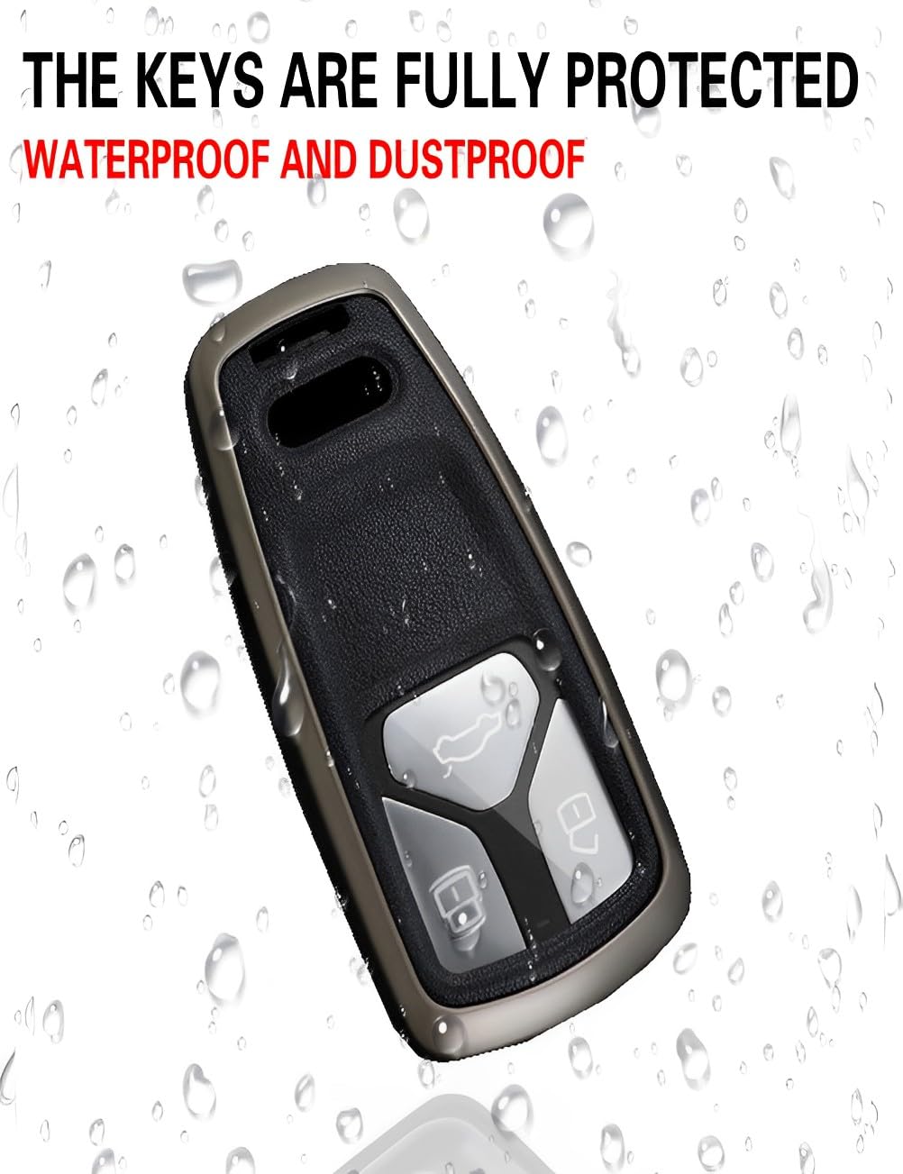 for Audi Key Fob Cover Case Metal Shell Car Smart Keys Protect Keychain Compatible Audi A4 A5 Q7 Q5 TT RS A3 A6 SQ5 SQ7 R8 S5 (P-AODIBqh-Black)