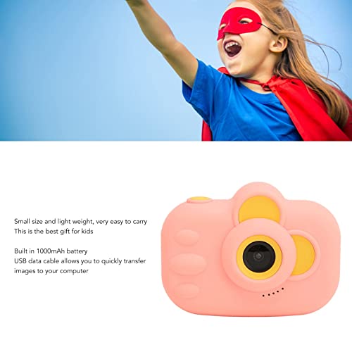 Boxwizard 1080P 2inch Kids Camera Cute Cartoon Design HD Digital Children Selfie Camera for Birthday (Pink)