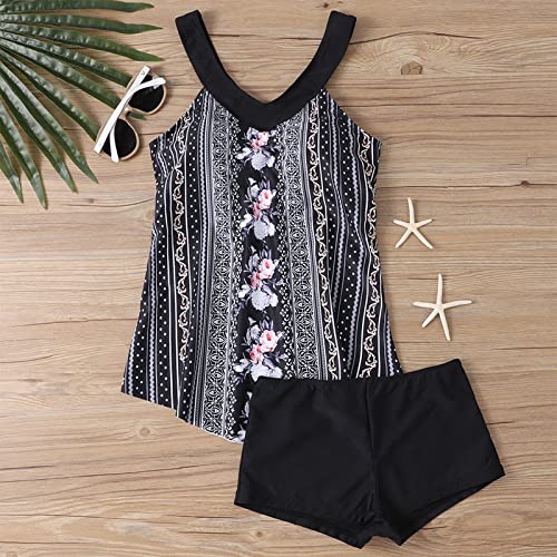 Nadition Tankini Bathing Suits for Women One Piece Swimsuit Women Womens Tankini Bathing Suits Two Piece Swimsuit(Black,Medium)