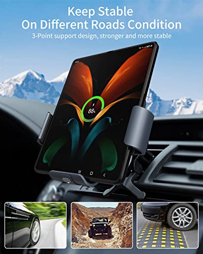 ANPULES Wireless Car Charger for Samsung Galaxy Z Fold 4/3/2, [Dual Coils] Fast Charging Phone Car Mount for Christmas, Auto-Clamping Air Vent Dashboard Car Phone Holder for Galaxy Z Fold/Note