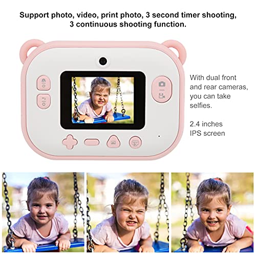 Vbestlife Kids Instant Print Digital Camera, 2.4'' IPS Screen Rechargeable Camera Digital Creative Print Camera with Multiple Functions, for Birthday Gifts