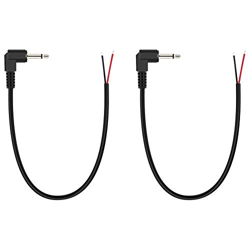 Fancasee (2 Pack) Replacement 3.5mm 90 Degree Right Angle Male Plug to Bare Wire Open End TS 2 Pole Mono 1/8" 3.5mm Plug Jack Connector Audio Cable Repair