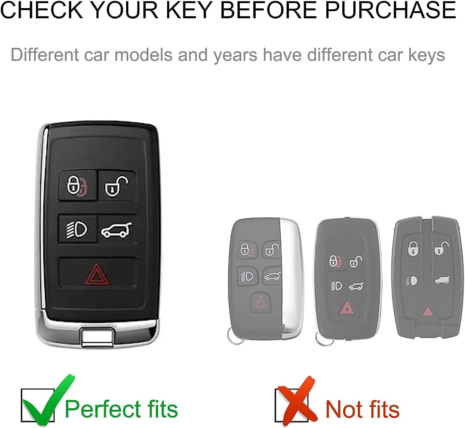 YOCSGCP For Range Rover 4D genuine leather Key Fob Cover with Zinc alloy Keychain Key Shell Compatible with 2018-2023 Range Rover Sport Evoque Velar Discovery Smart Remote Key